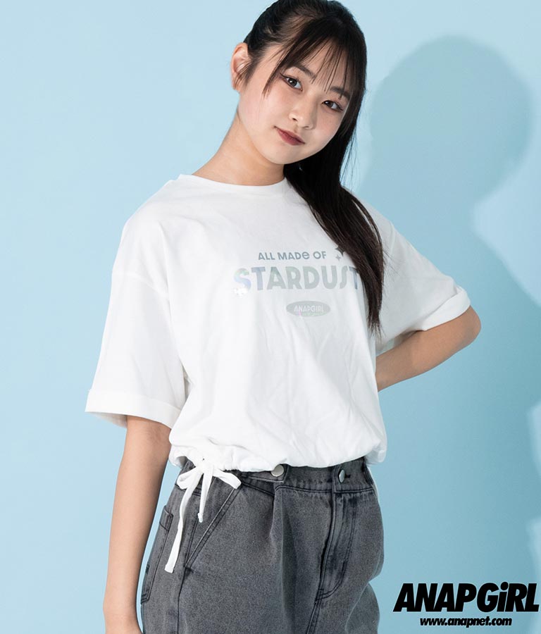 サイド リボン ホログラム プリント Tシャツ(トップス/Tシャツ) | ANAP GiRL | レディースファッション通販ANAPオンライン